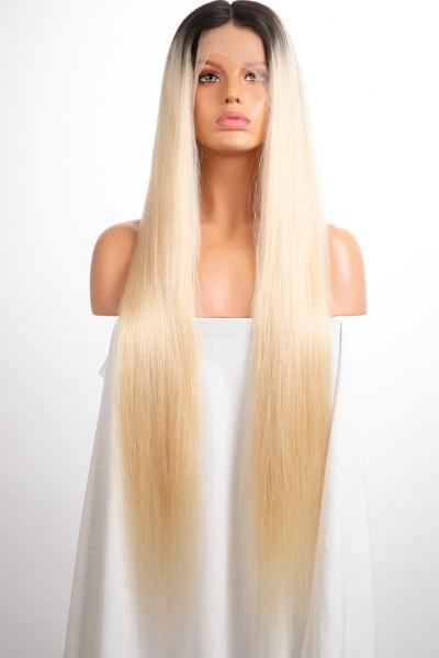 30" 180% Custom Color Silky Straight Human Hair Silk Top Full Lace Wig ...