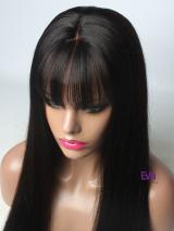 See-through Bangs Silk Straight Lace Front Human Hair Wig In Stock ...